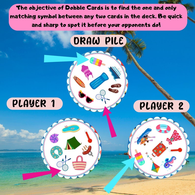 Summer Game for Kids Spot It Seek It Find Pairs Match Pictures Activity ...