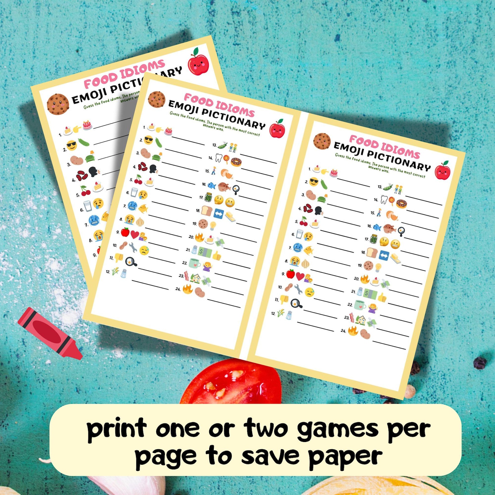 Food Idioms Emoji Pictionary Printable ESL Game Fun Party Classroom ...