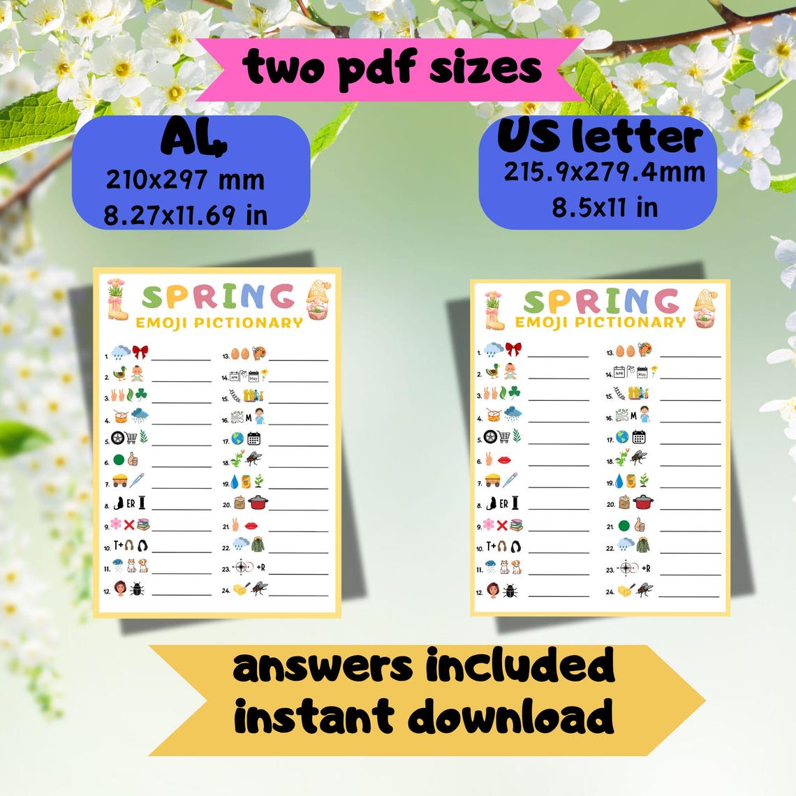Fun Spring Party Game for Kids Family Activity Classroom Worksheet ...