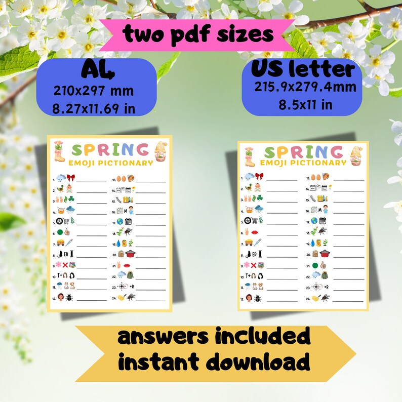 Fun Spring Party Game for Kids Family Activity Classroom Worksheet ...