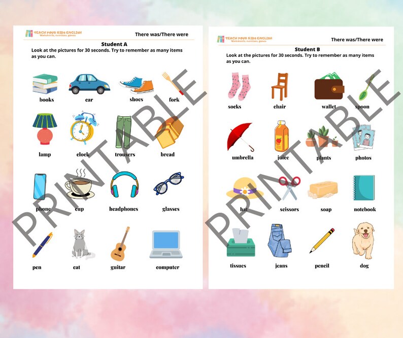 Was Were Past Simple Grammar Worksheet Bundle (PDF) - Etsy