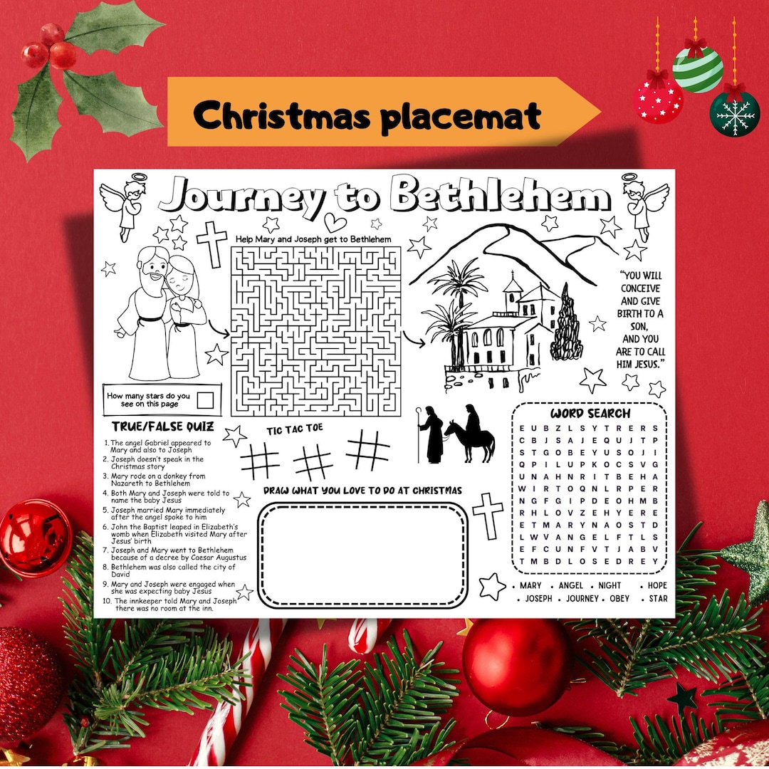 Bethlehem Journey Placemat | Christian Christmas Nativity Activity ...