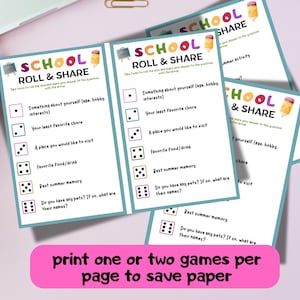 Back to School Dice Game Roll & Share Classroom Activity Printable ...