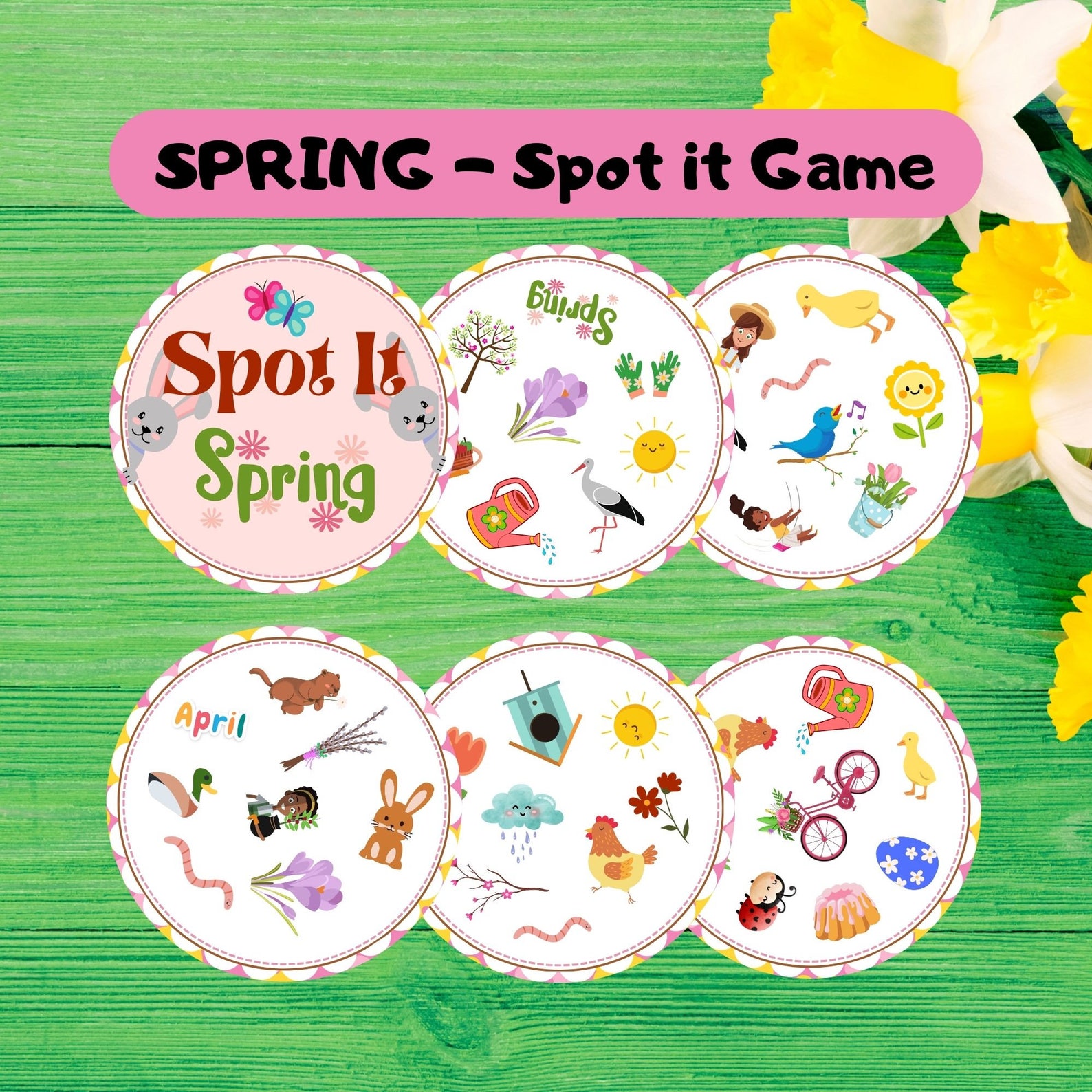Spring Themed Vocabulary Game Worksheets Spot It Seek It Matching ...