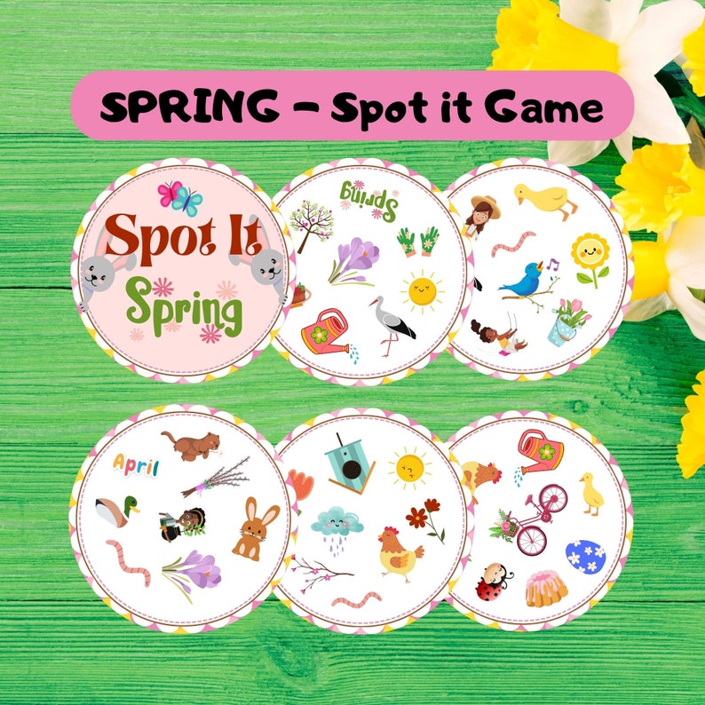 Spring Themed Vocabulary Game Worksheets Spot It Seek It Matching ...
