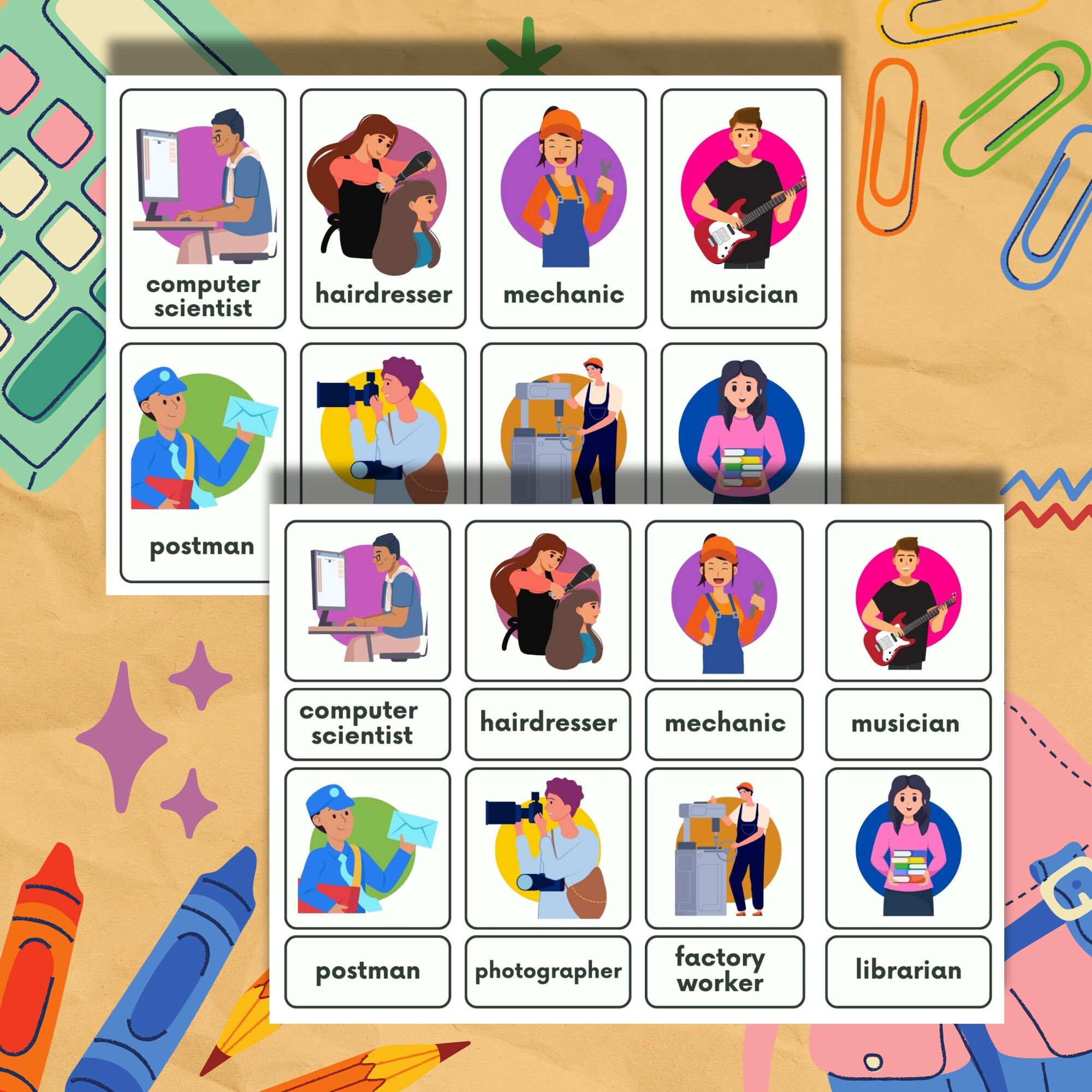 Professions Vocabulary Bundle Worksheets Jobs Flashcards Occupations in ...