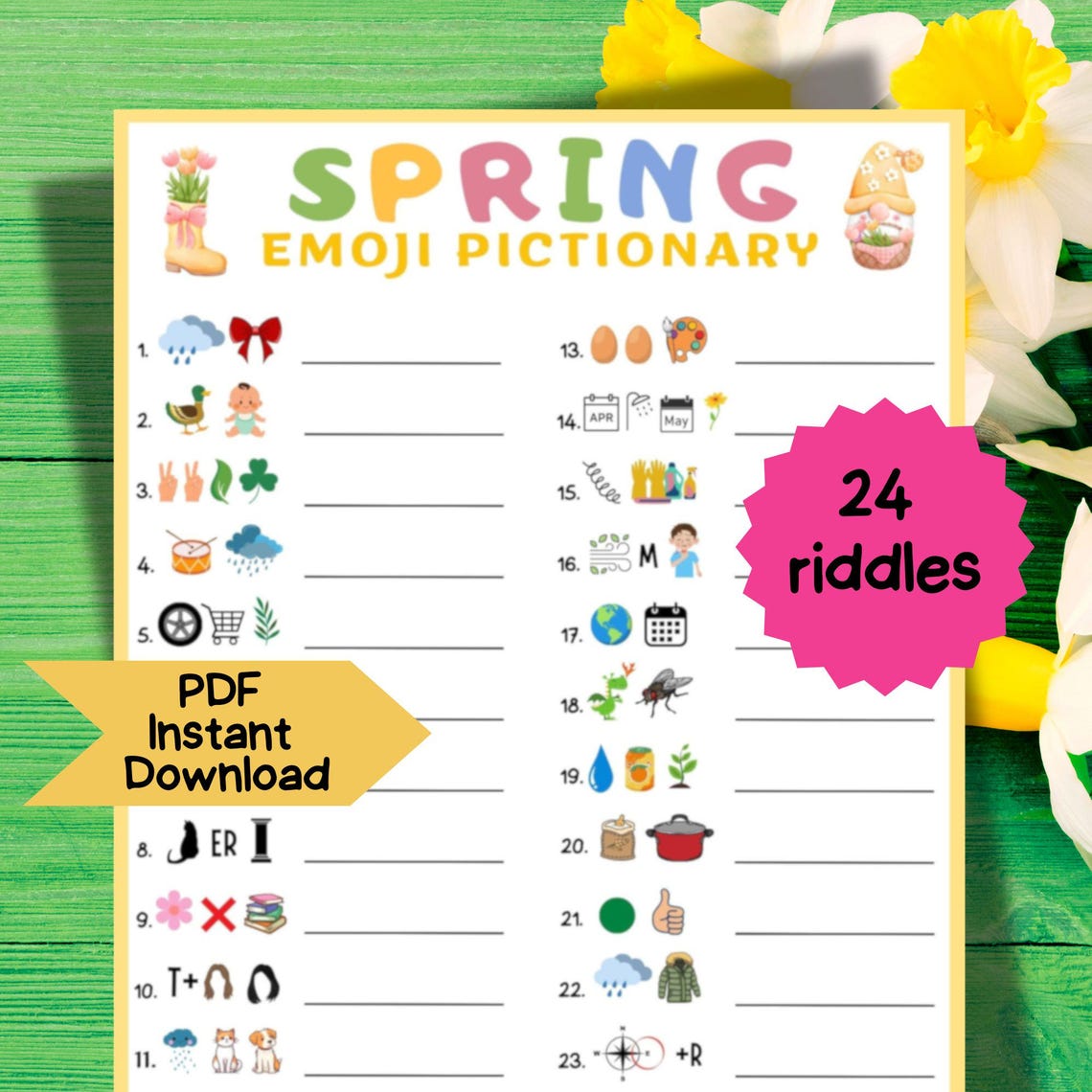 Fun Spring Party Game for Kids Family Activity Classroom Worksheet ...