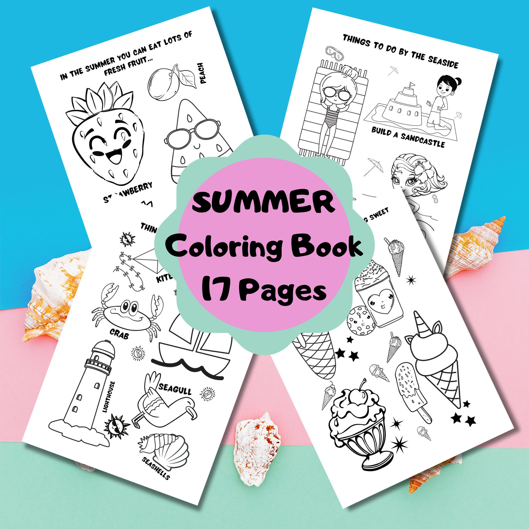 Summer Coloring Pages English Words Printable Bundle Vocabulary ...