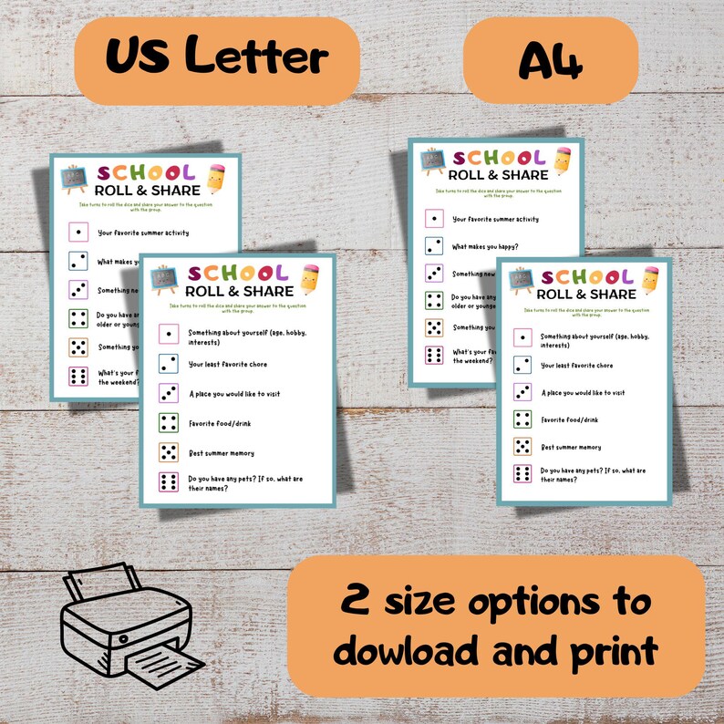 Back to School Dice Game Roll & Share Classroom Activity Printable ...