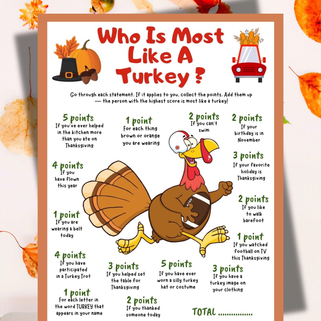 Thanksgiving Turkey Game: Fun Family Activity (PDF Download) - Etsy