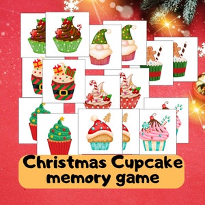 Christmas Memory Game Cupcake Muffin Cute Pictures Matching - Etsy