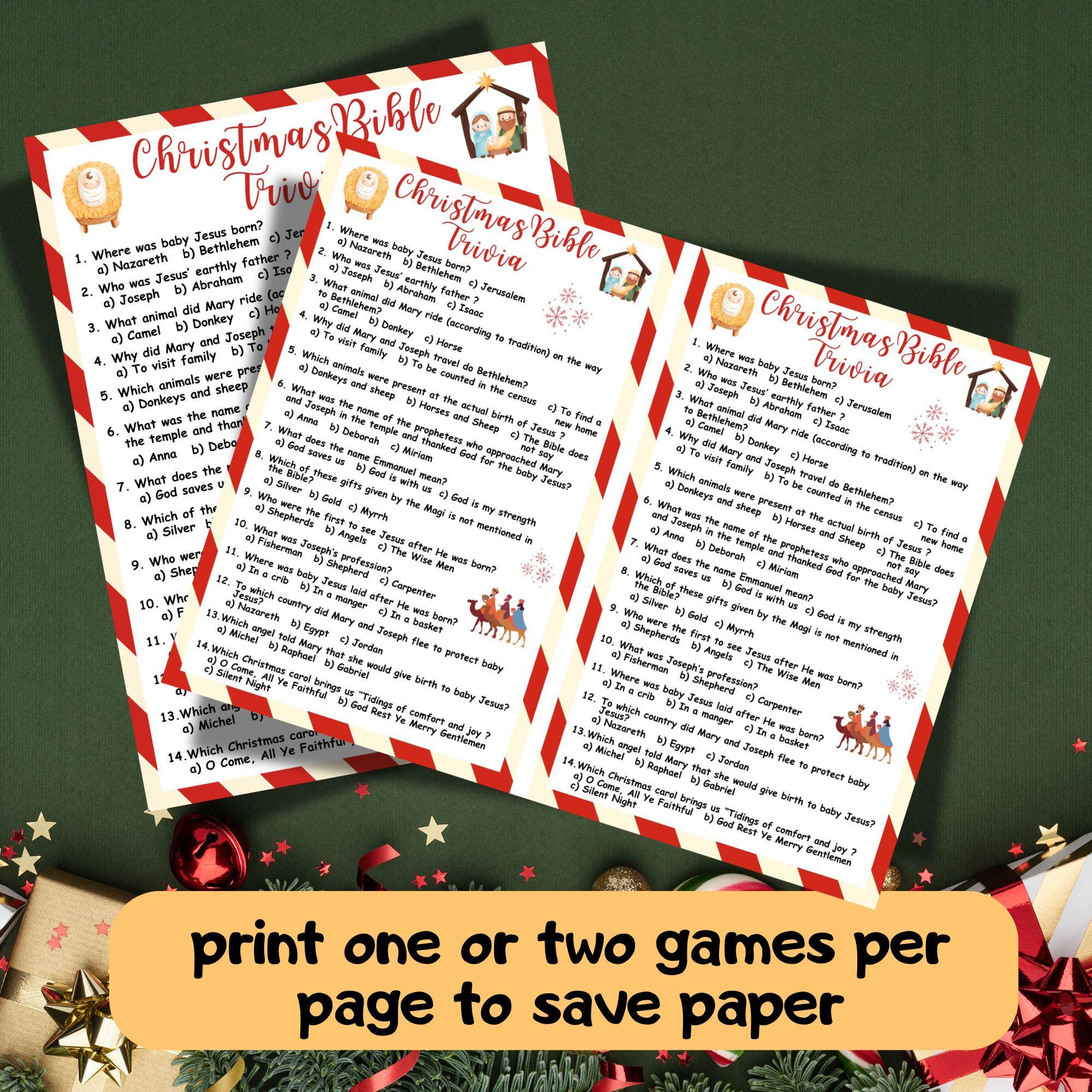 Christian Christmas Bible Trivia Game, Nativity Quiz (printable PDF) - Etsy