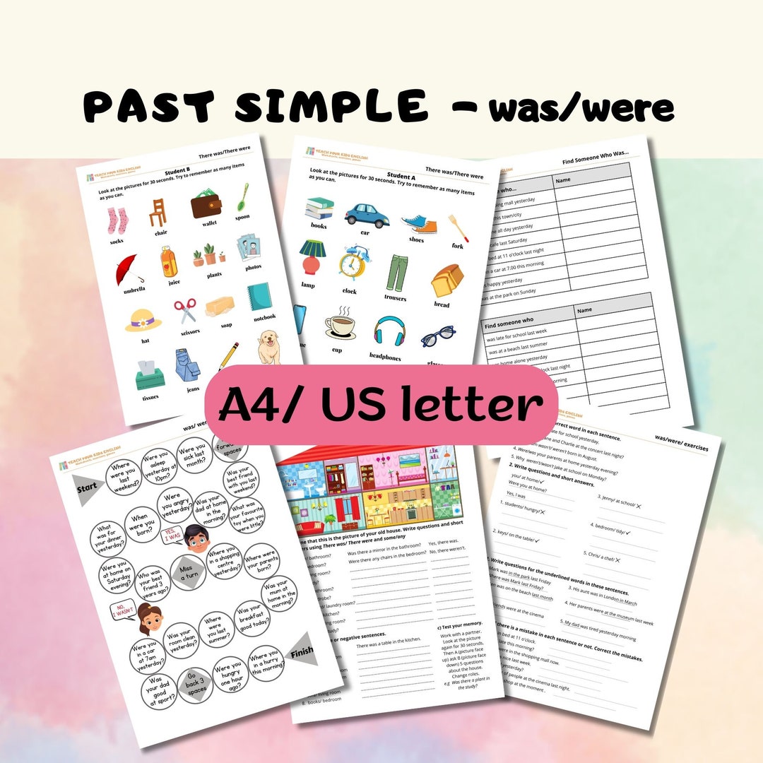 Was Were Past Simple Worksheet Bundle English Grammar There Was There ...