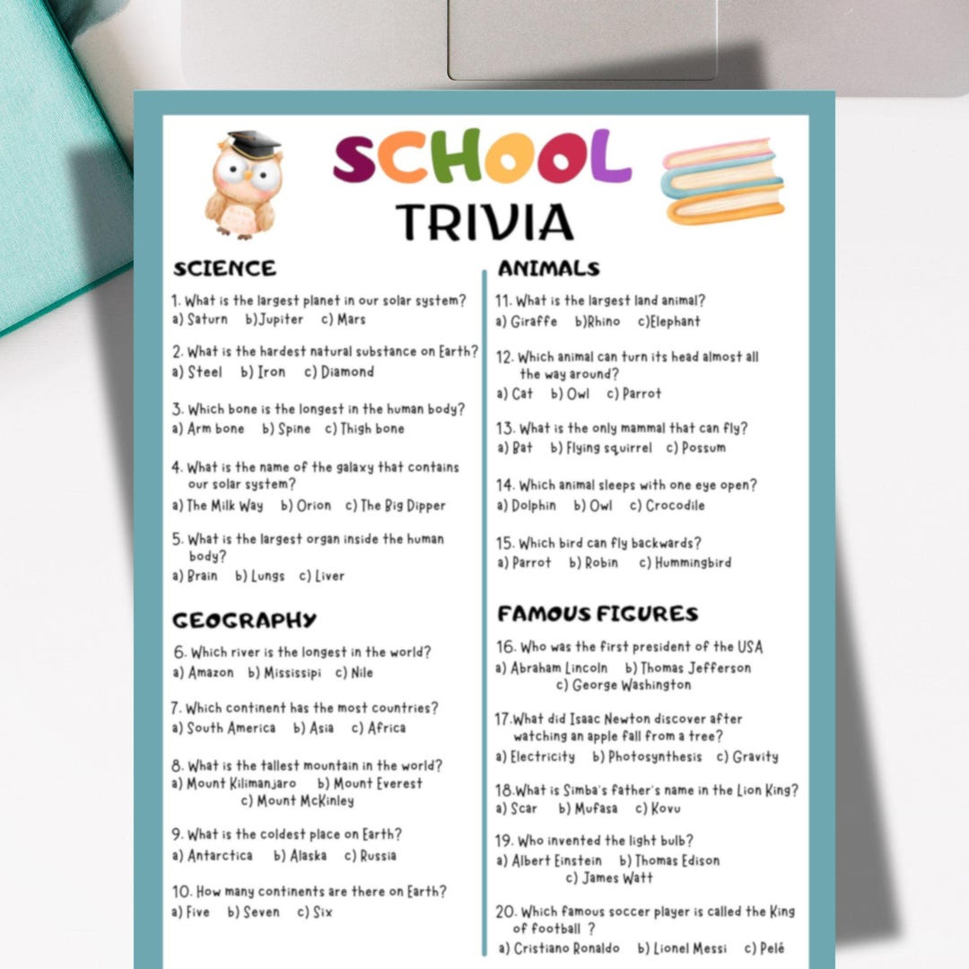 Back to School Trivia Game: Printable Classroom Icebreaker (digital ...