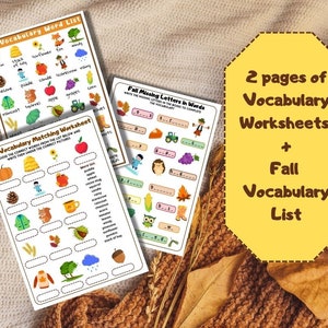 Fall Vocabulary Worksheets Autumn Words Games Bundle Set Dobble Style ...
