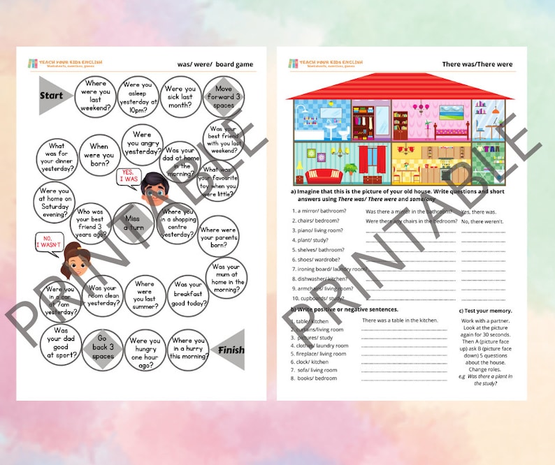 Was Were Past Simple Worksheet Bundle English Grammar There Was There ...