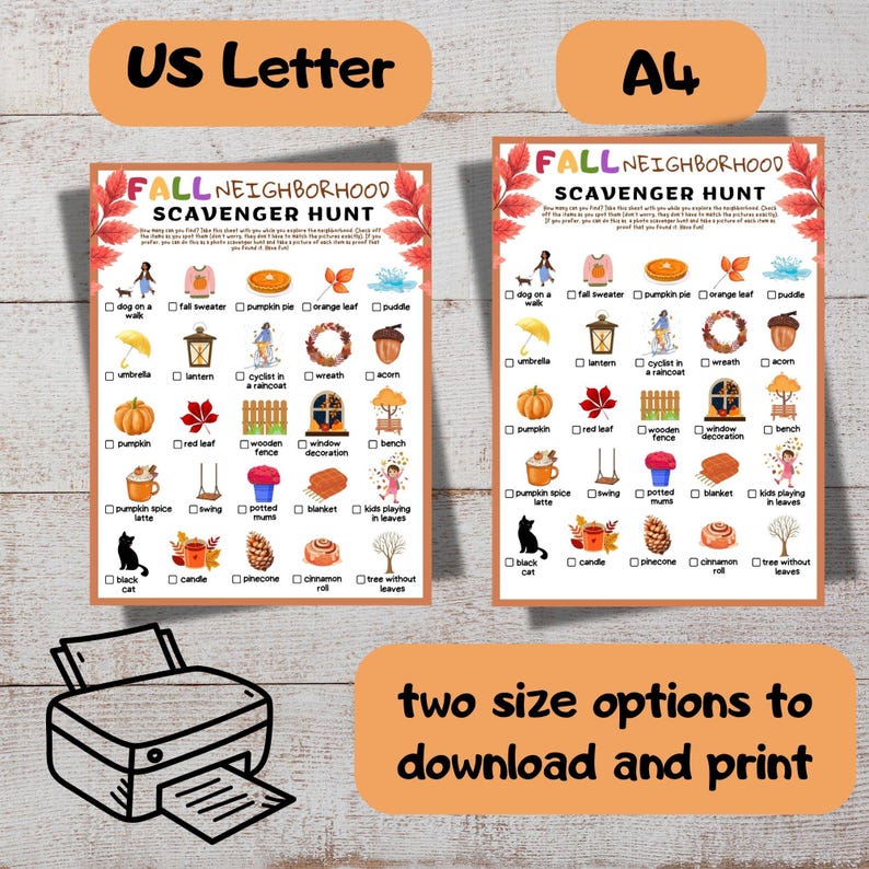 Fall Autumn Themed Scavenger Hunt Neighborhood Treasure Hunt Game for ...