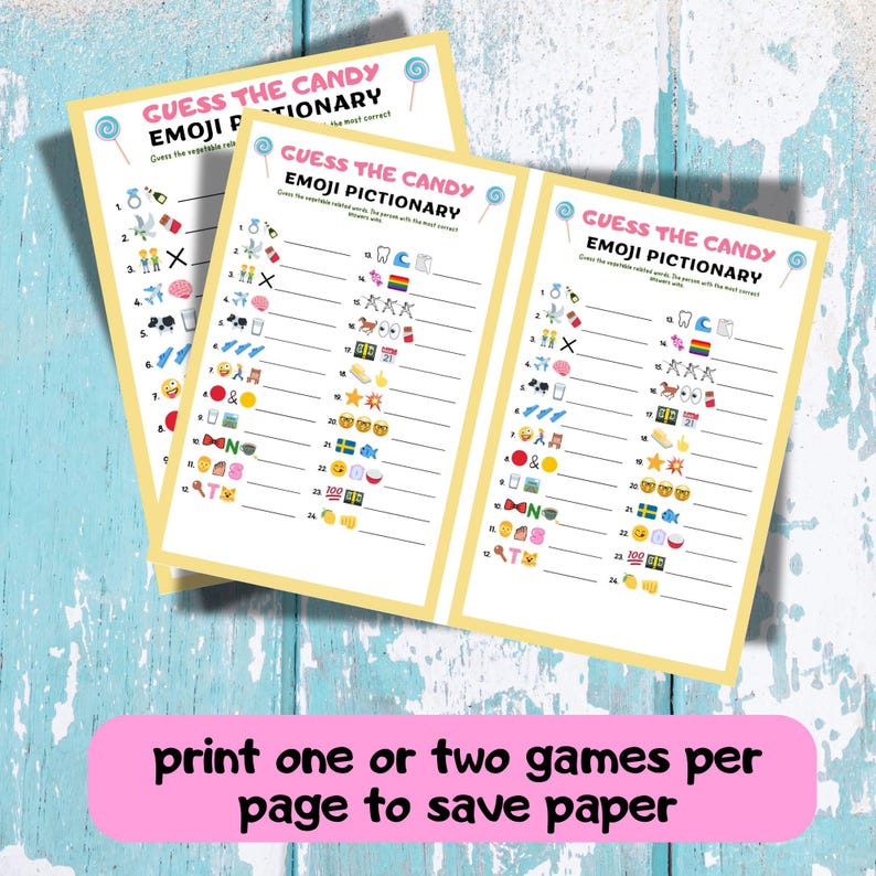 Guess the Candy Emoji Pictionary Birthday Game Printable Candy Themed ...