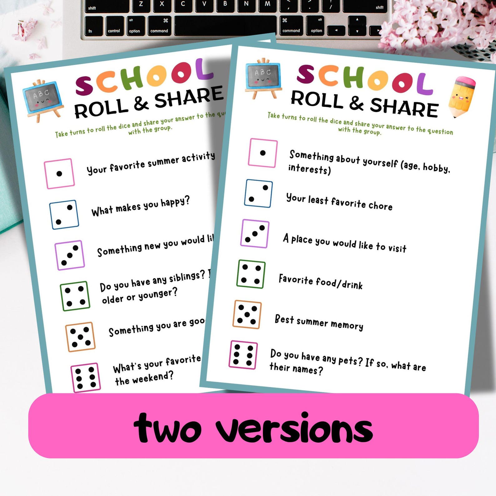Back to School Dice Game Roll & Share Classroom Activity Printable ...