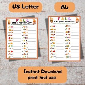Fall Emoji Pictionary Game: Autumn Thanksgiving Activity (PDF Download ...