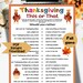 Thanksgiving This or That Game: Family Fun Activity (PDF) - Etsy