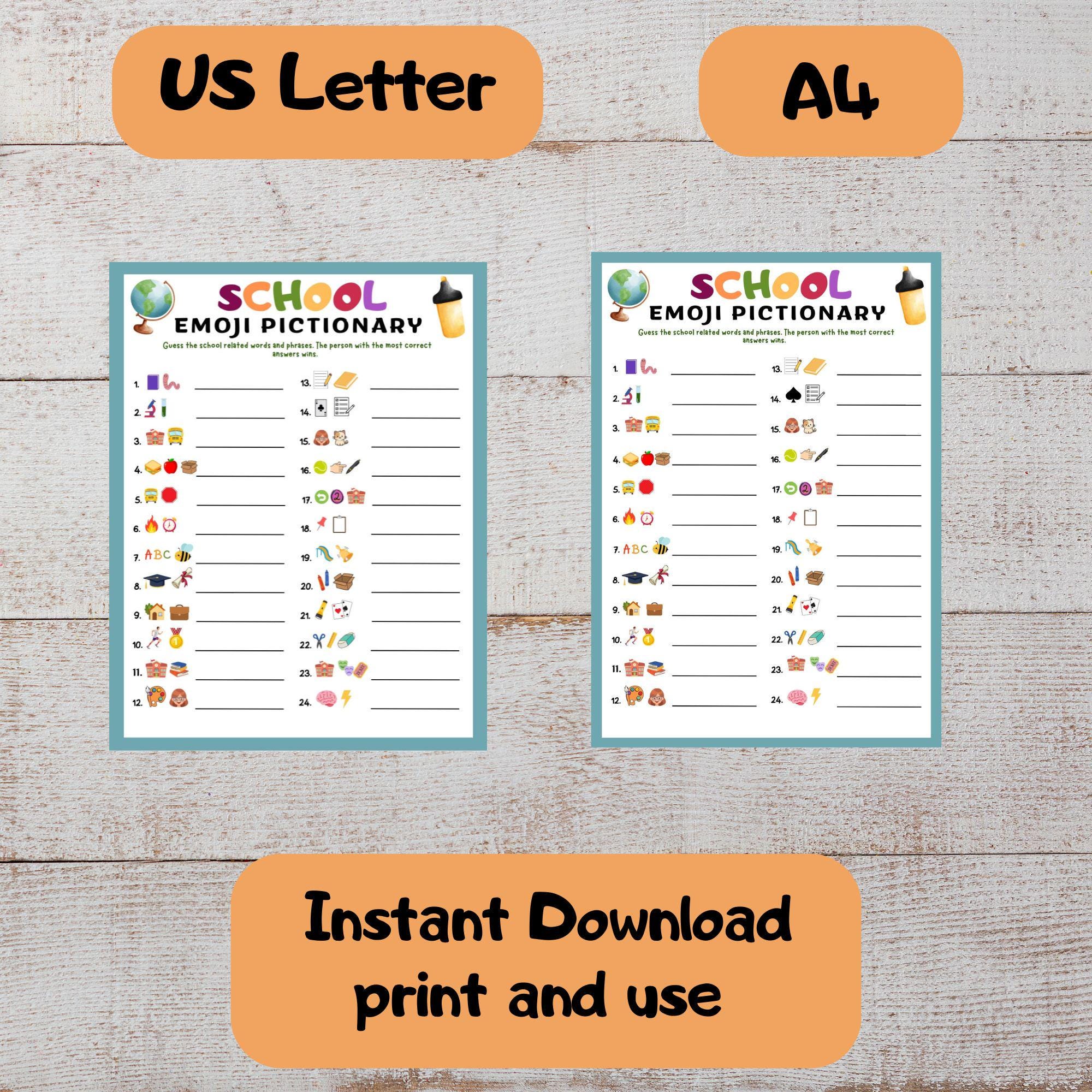 Emoji Pictionary: School Edition - Fun Classroom Game (digital Download ...