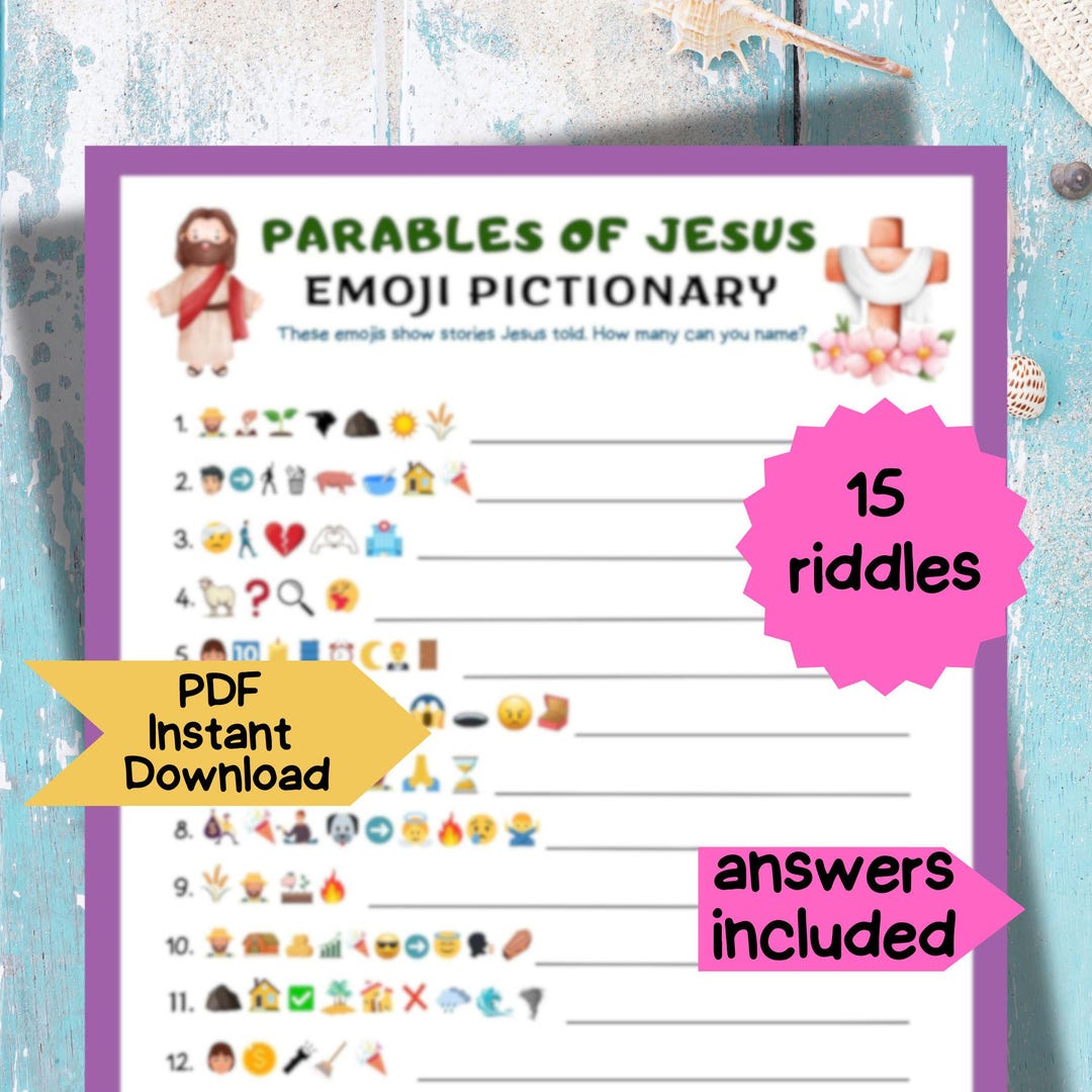 Parables of Jesus Game Bible Emoji Pictionary Game for Kids Sunday ...