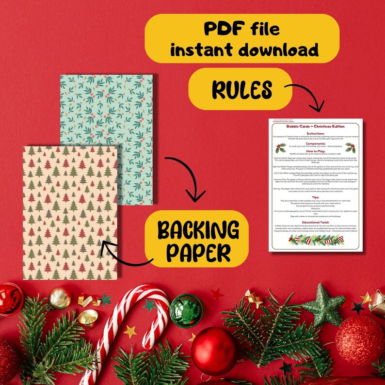 Christmas Dobble Game for Kids: Spot It Cards (PDF Download) - Etsy