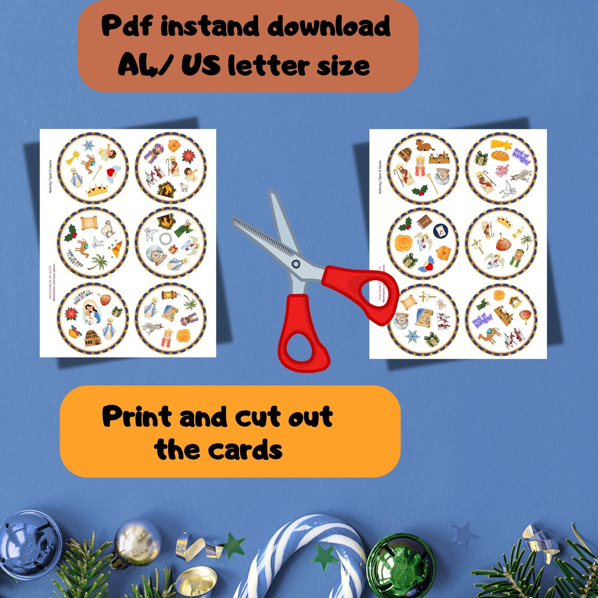 Nativity Spot It Game Printable: Christian Christmas Matching Cards for ...