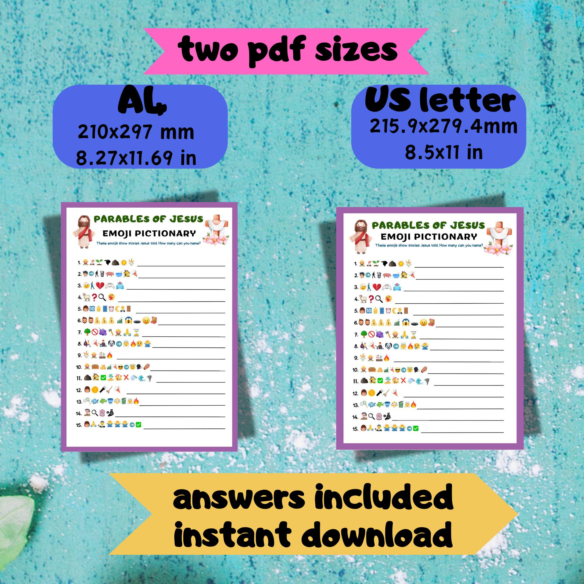 Parables of Jesus Game Bible Emoji Pictionary Game for Kids Sunday ...