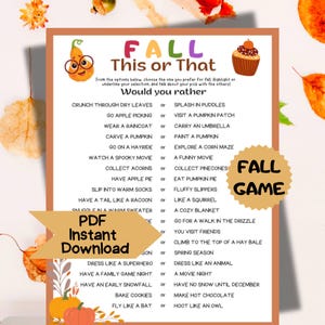 Fall Autumn This or That Game: Printable Activity (PDF Download) - Etsy