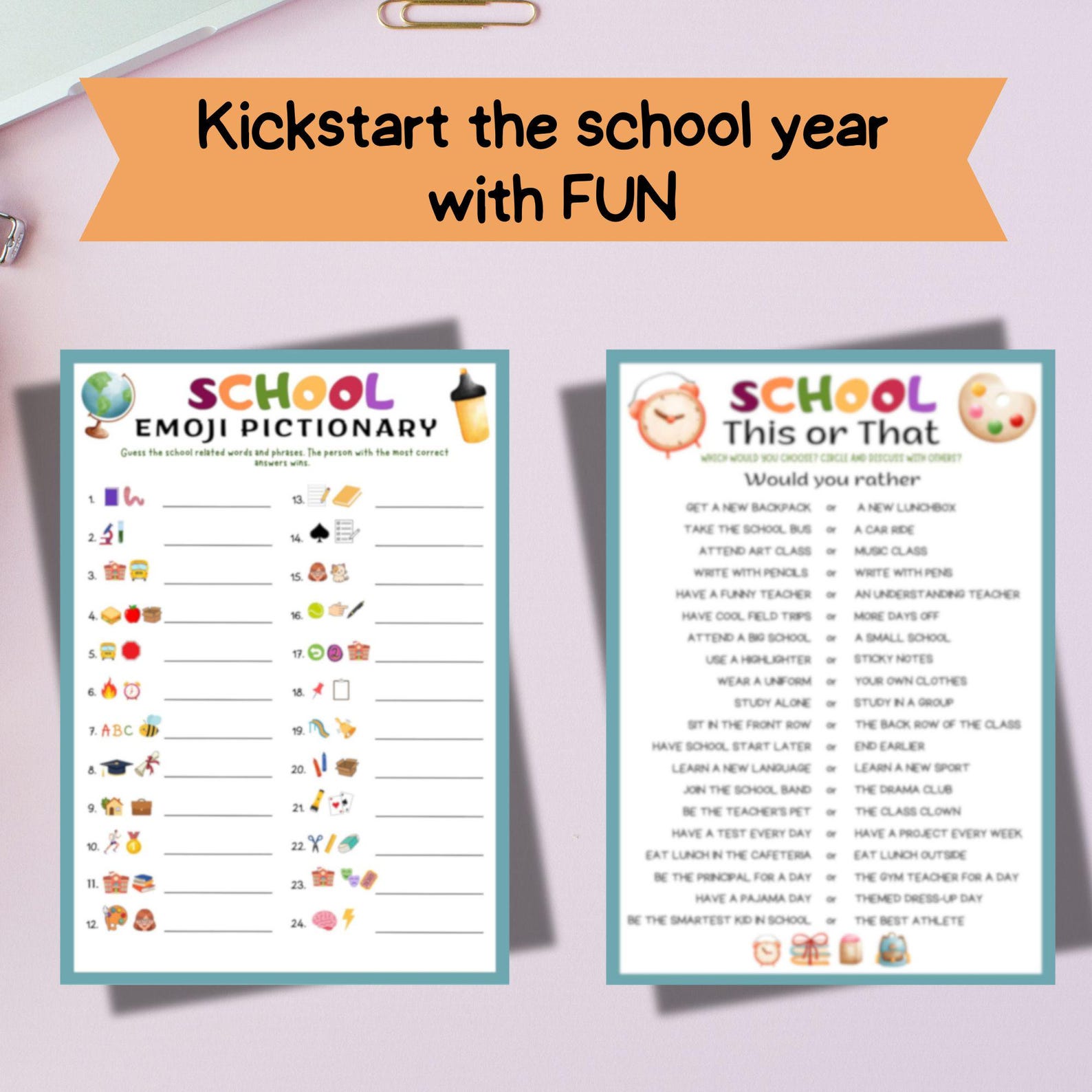 Back to School Themed Games Bundle Printable Kids Activity Pack First ...