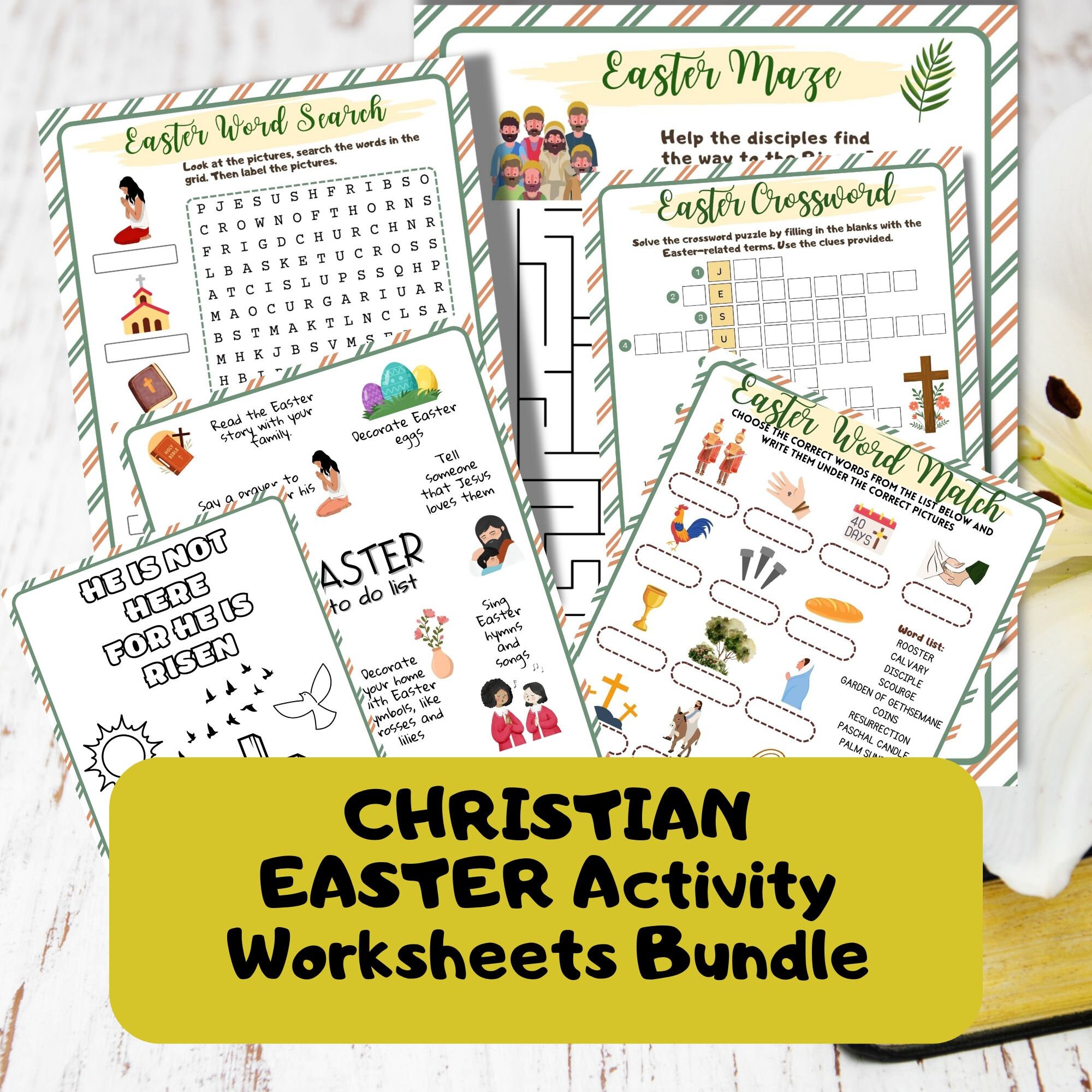 Easter Set Worksheets Christian Printable Activities for Kids ...