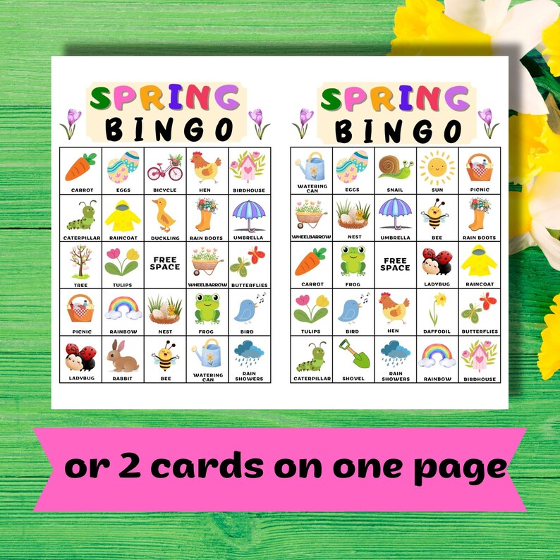 Spring Seasonal Gaming Colorful Bingo Cards Sheet Unique Printable ...