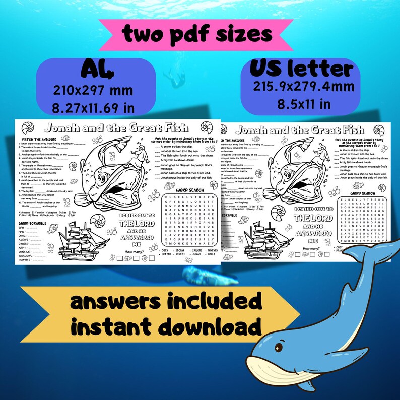 Bible Story Kids Coloring Mat Christian Printable Sunday School Craft ...