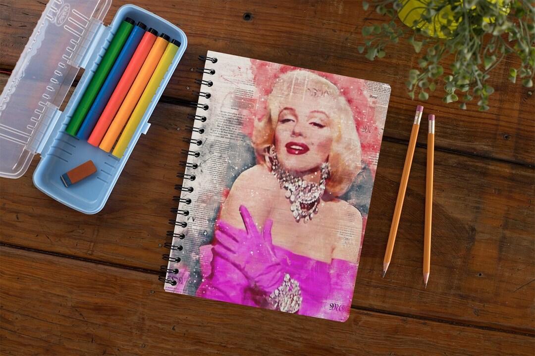 Vintage Retro Art Marilyn Monroe Spiral Notebook Journal Ruled Line for ...