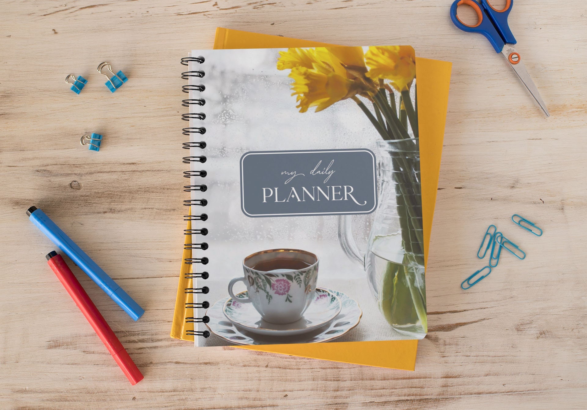 Cup of Tea Personalized Daily Planner Spiral Notebook Custom Journal ...