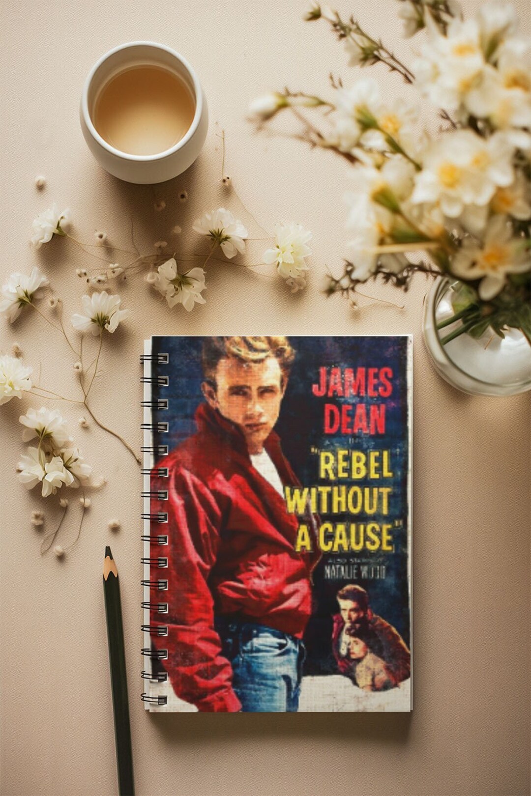 Vintage Retro James Dean Rebel Without a Cause Planner Spiral Notebook ...
