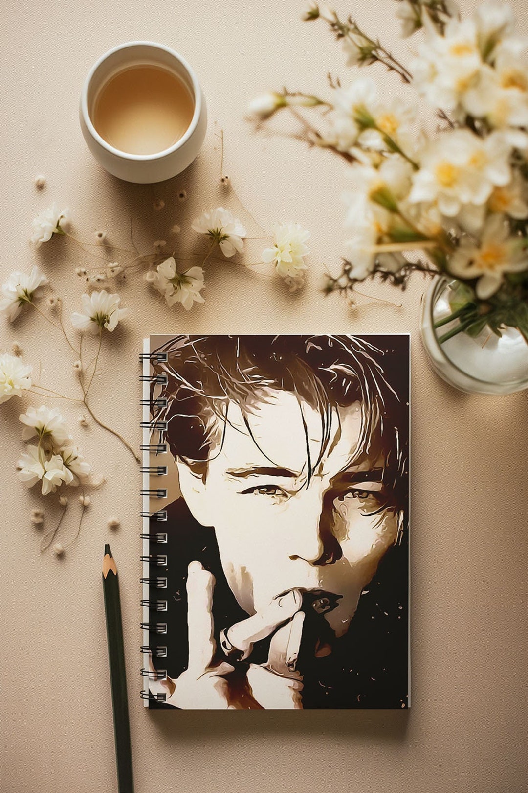 Vintage Retro Young Dicaprio Fan Art Daily Planner Spiral Notebook ...