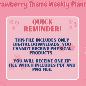 Strawberry Weekly Planner, Digital Productivity Week Calendar ...