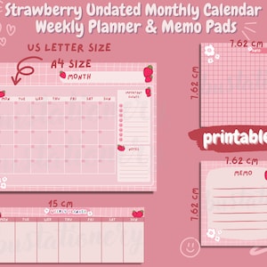 Strawberry Undated Monthly Calendar, Weekly Planner and Memo Pads ...