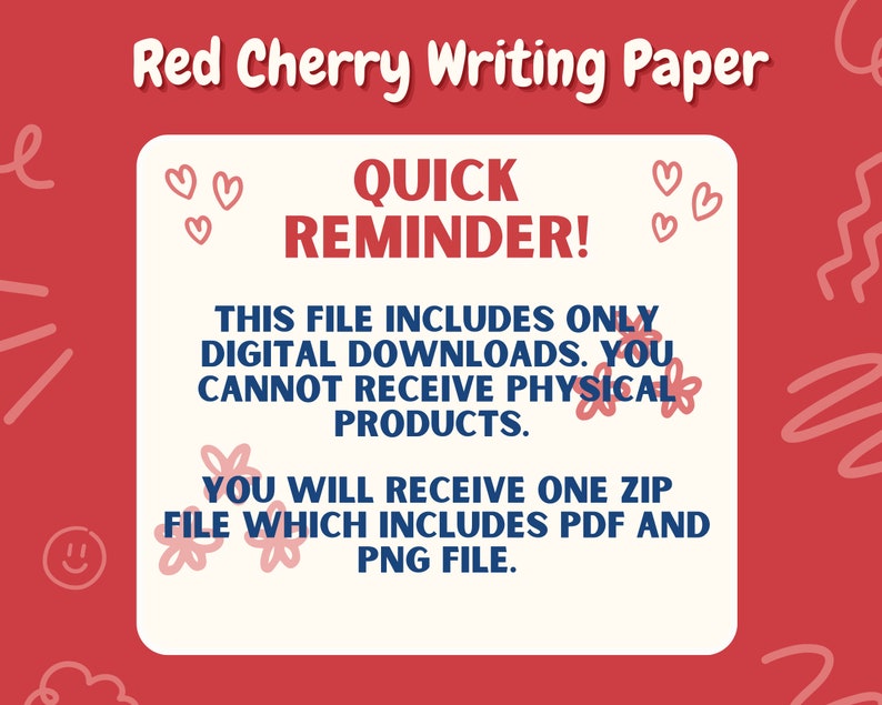 Red Cherry Printable A4 A5 US Letter Paper Set, Digital Download ...