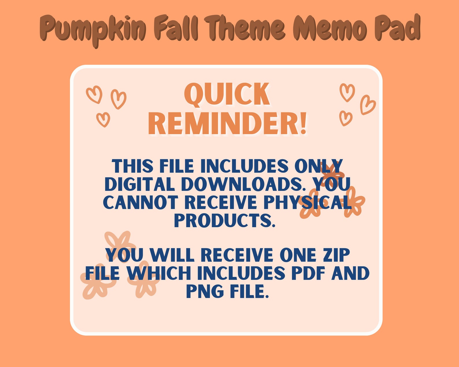 Cute Printable Fall Pumpkin Theme Memo Pad, Downloadable Daily Lined ...