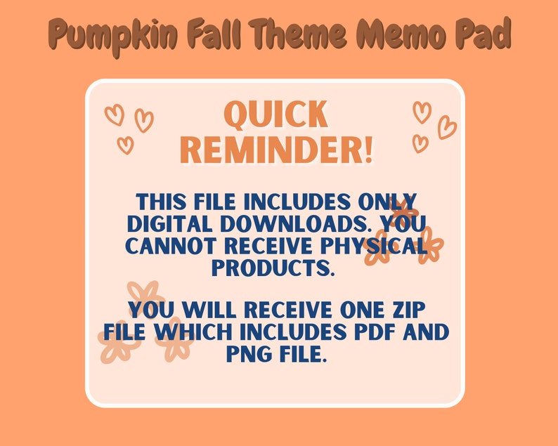 Cute Printable Fall Pumpkin Theme Memo Pad, Downloadable Daily Lined ...