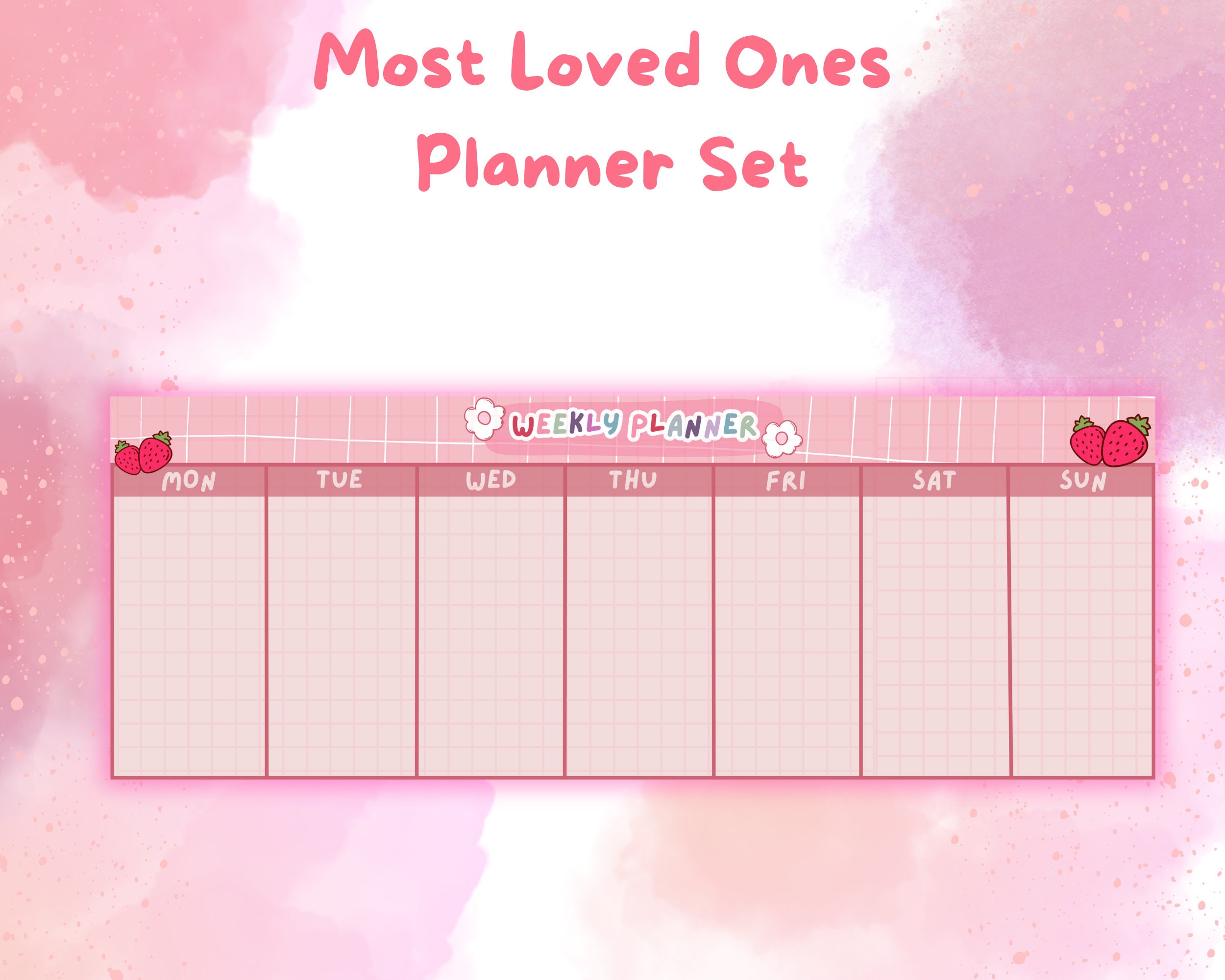 Most Loved Ones Undated Strawberry Monthly Weekly Planner Set, Cute ...