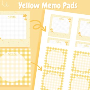 Yellow Daily Cute Printable Notepad, Kawaii Memo Pad Digital Download ...