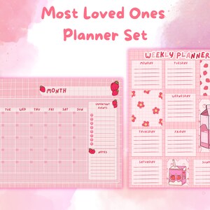 Most Loved Ones Undated Strawberry Monthly Weekly Planner Set, Cute ...