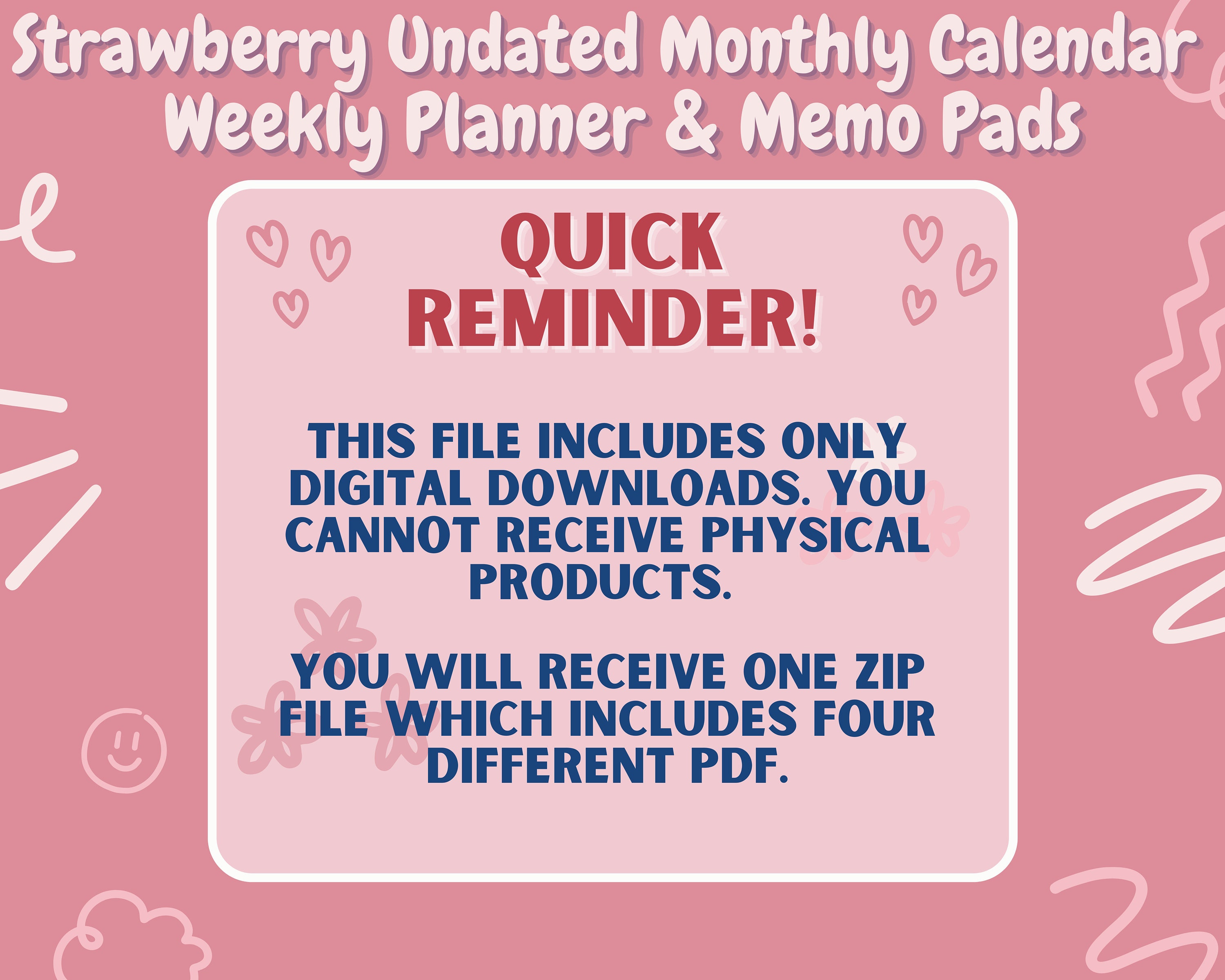 Strawberry Undated Monthly Calendar, Weekly Planner and Memo Pads ...