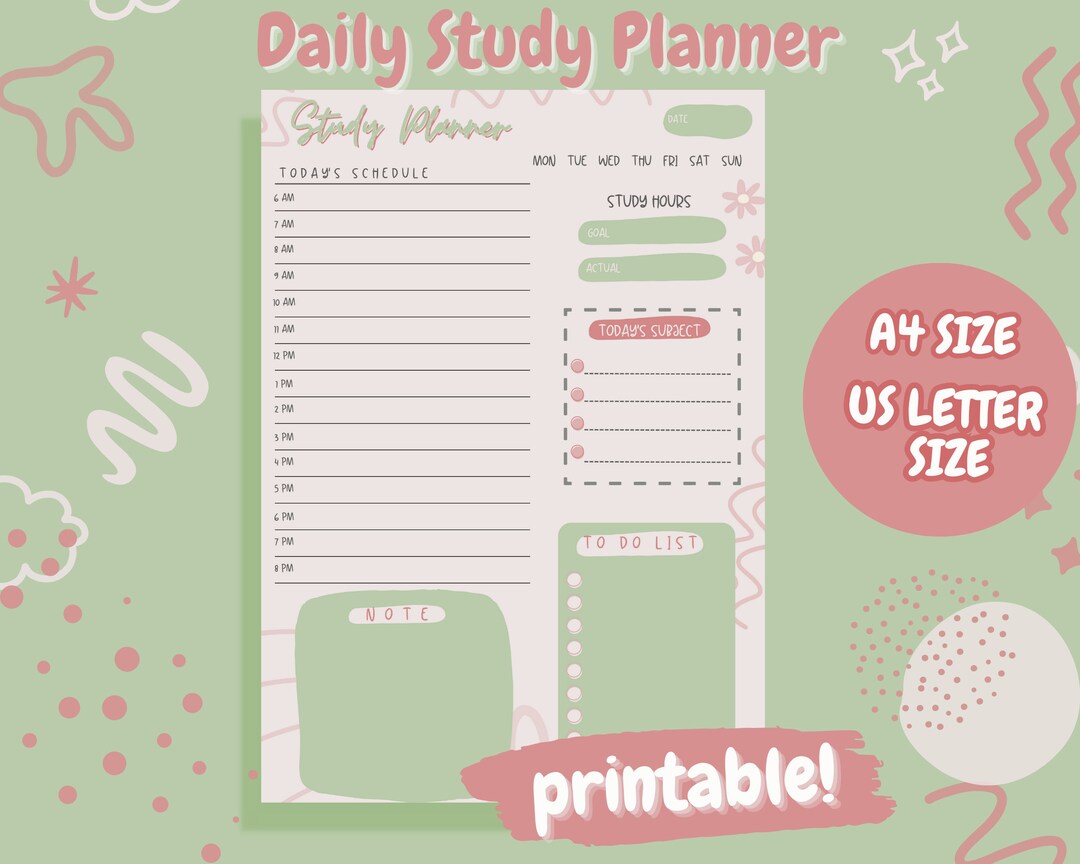 Study Planner Printable, Homework Planner, Daily Routine, Daily ...