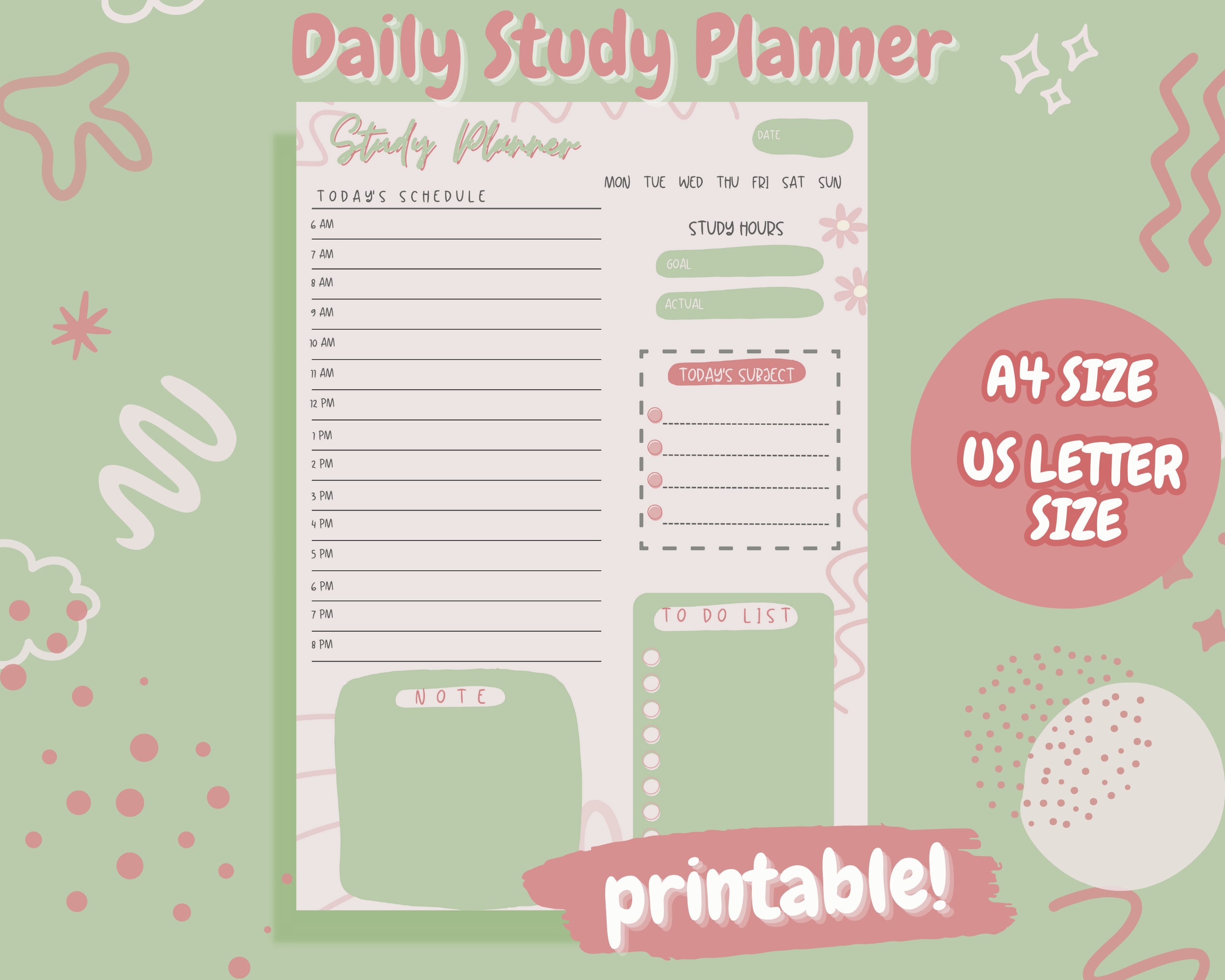 Study Planner Printable, Homework Planner, Daily Routine, Daily ...